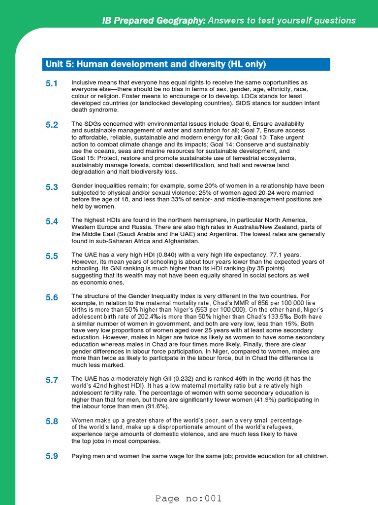 IB Diploma Geography Unit 5 Human Development and Diversity (HL Only ...