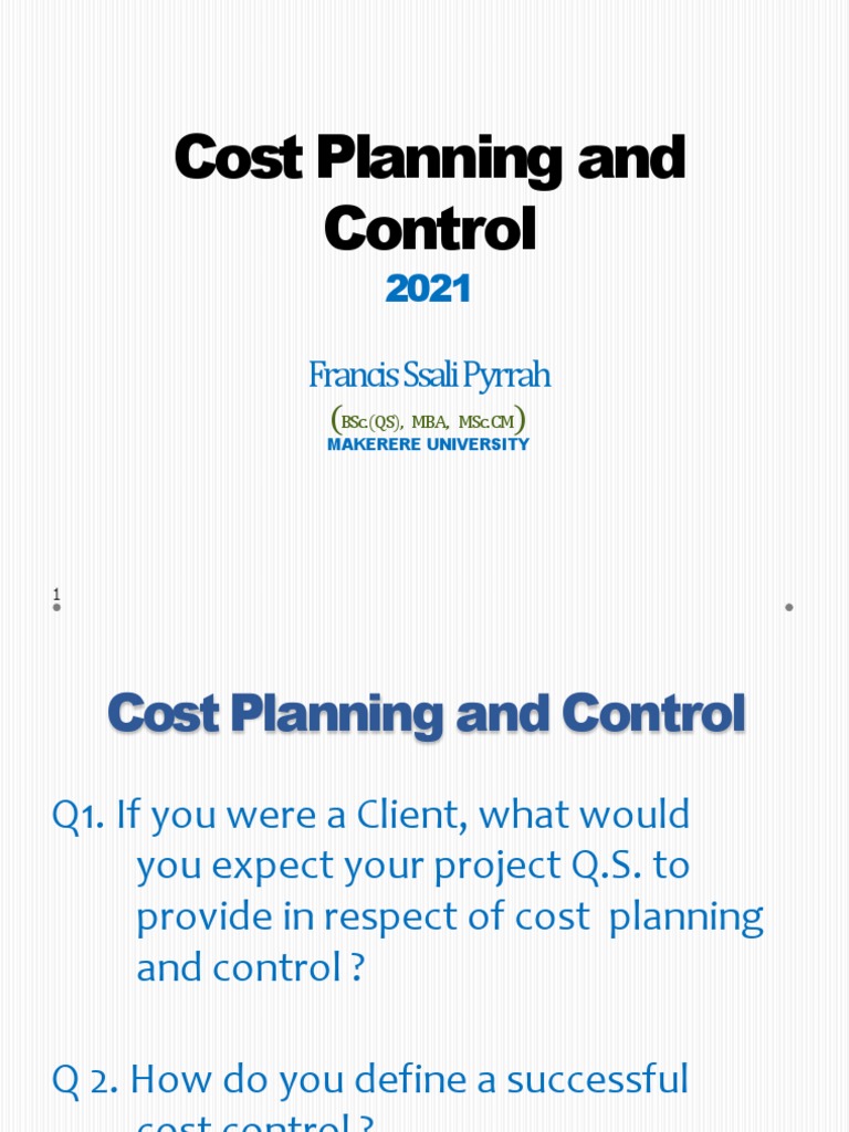 Cost Control- PPT_fe5e14b81cd32a936eb78c658bca8a90 | PDF