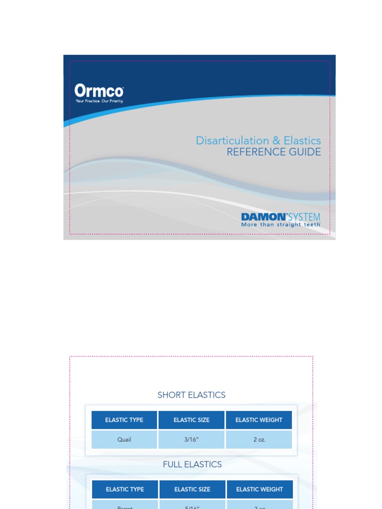 Disarticulation and Elastics Ormco | PDF