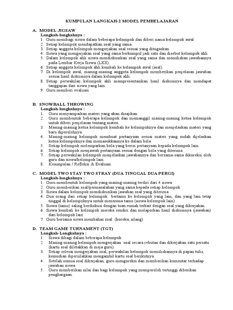 Rekap Model Pembelajaran | PDF