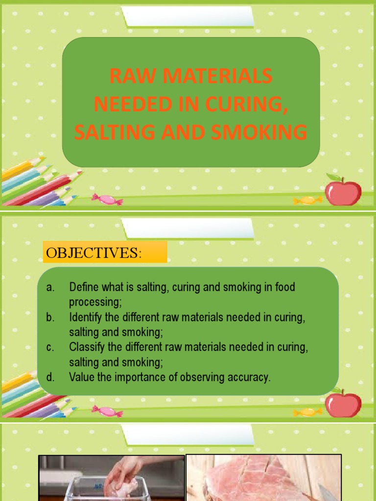 Raw Materials for Curing and Smoking | PDF | Curing (Food Preservation ...