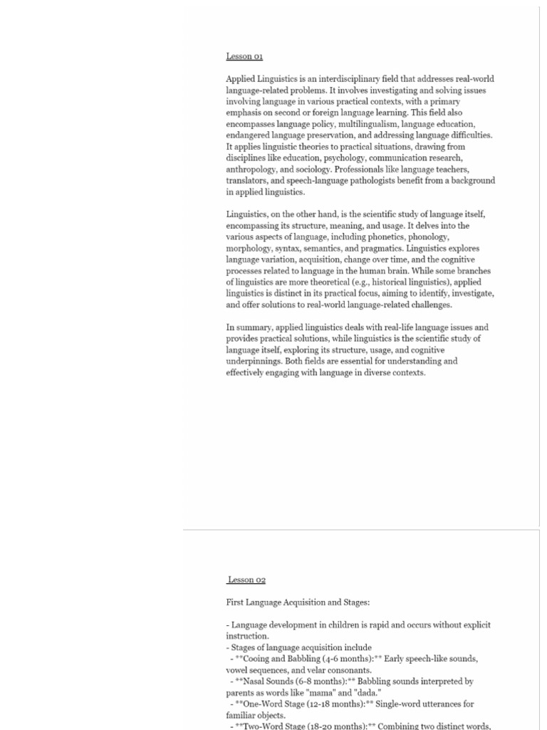 Applied Linguistics Notes | PDF
