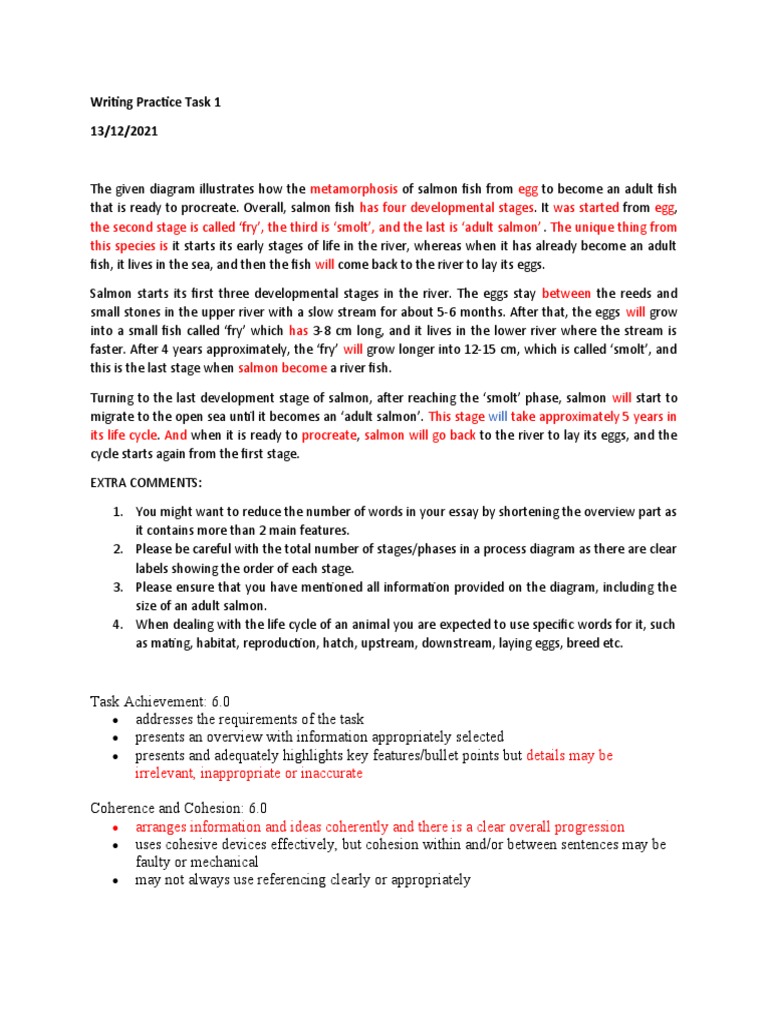 13-12 - Writing Practice Task 1 | PDF | Spawn (Biology) | Salmon