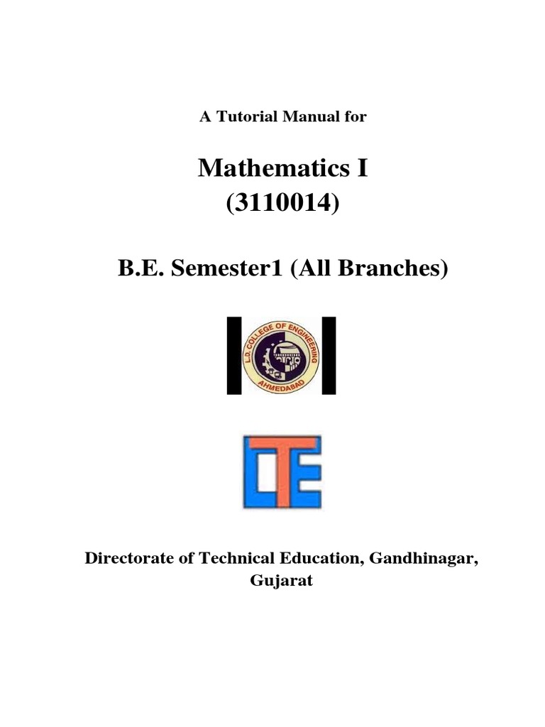 BE - 3110014 - Mathematics 1 - Tutorial - 2023 - 24 | PDF | Eigenvalues And Eigenvectors ...