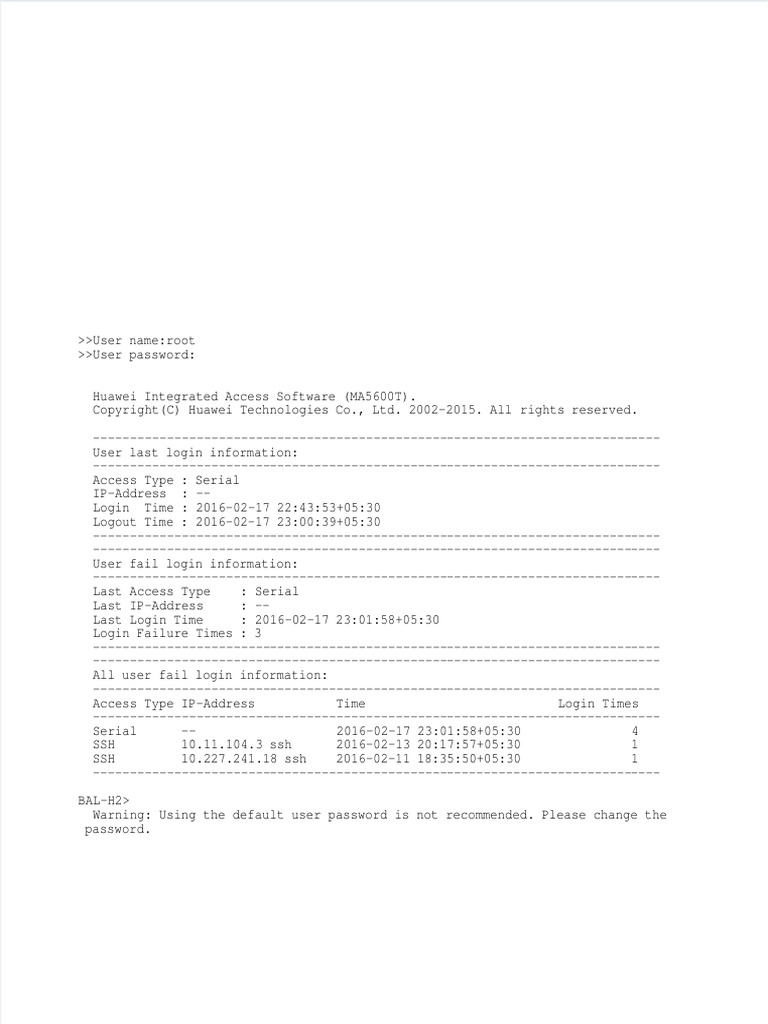 MA5600 T Commands | PDF