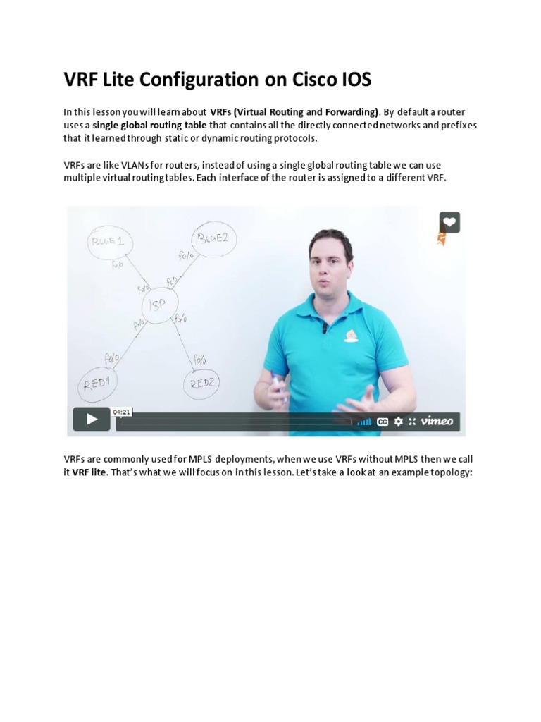 VRF Lite Configuration On Cisco IOS-1 | PDF | Router (Computing) | Routing