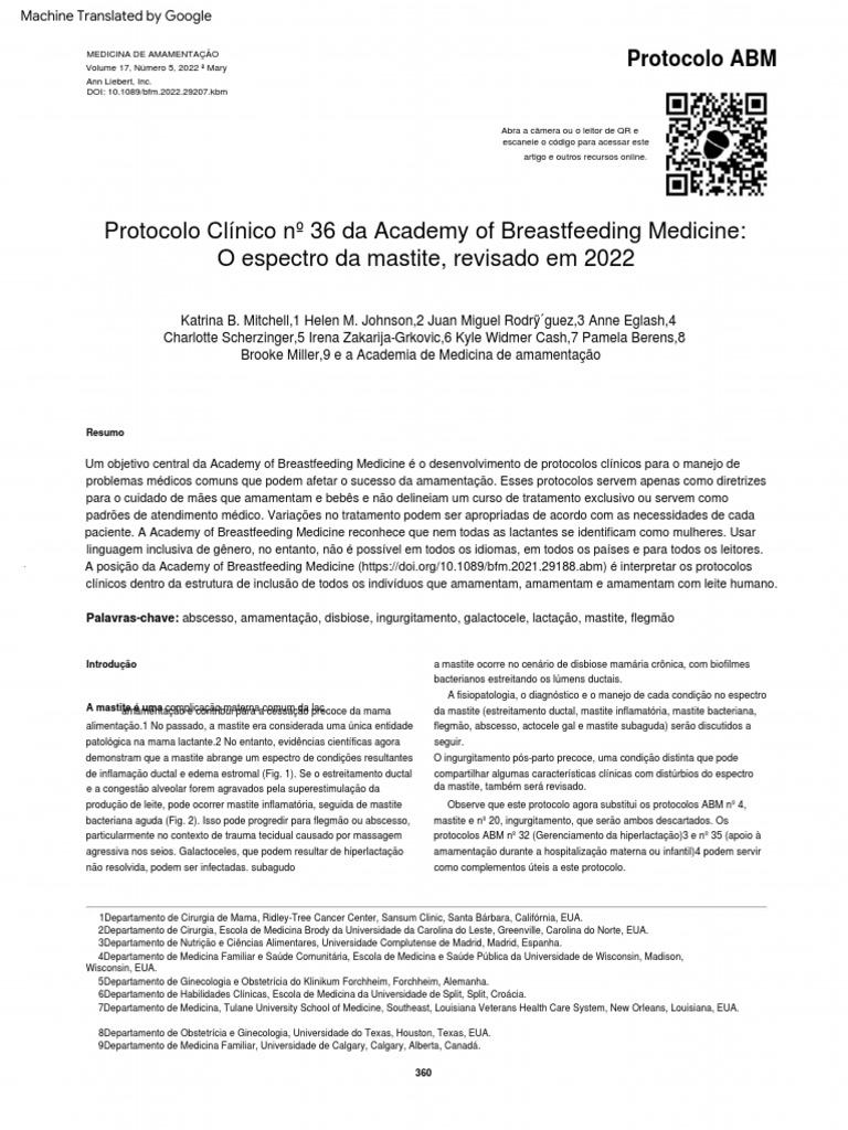 ABM Mastitis Protocol 2022 1 Traducao Portugues | PDF