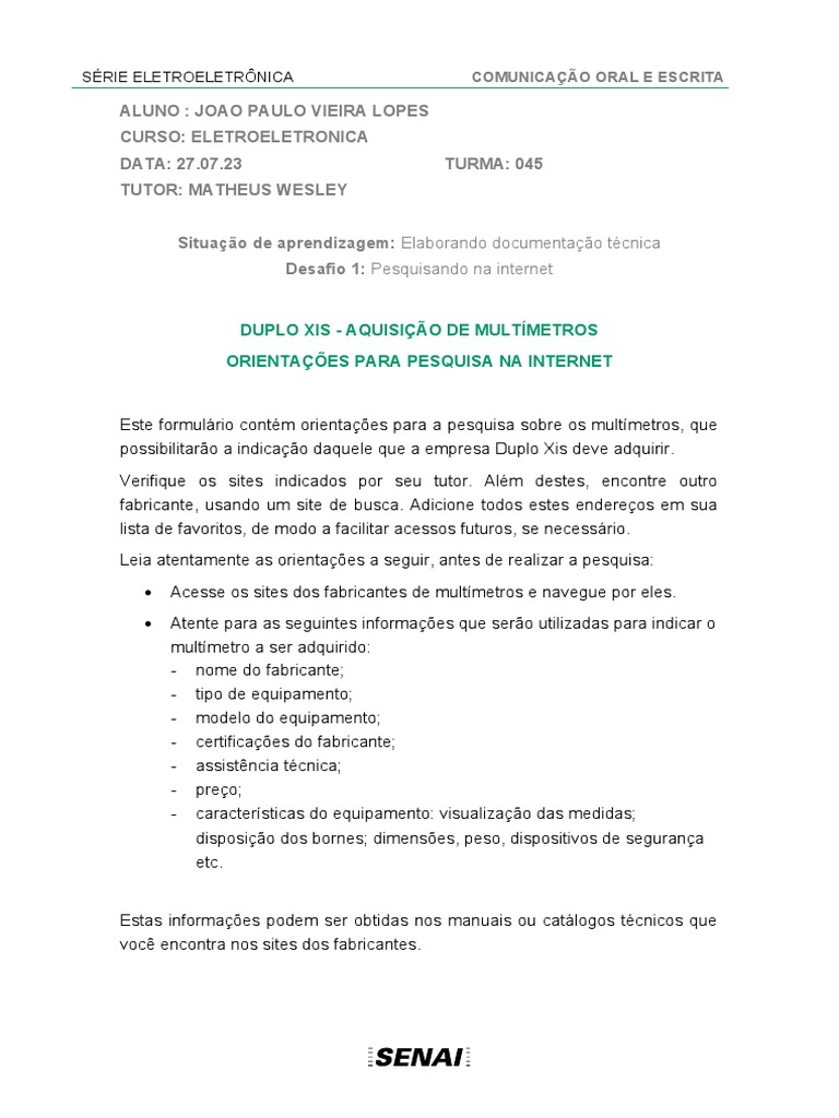 RESPOSTA D1 Formulario Orientacoes Pesquisa Internet | PDF