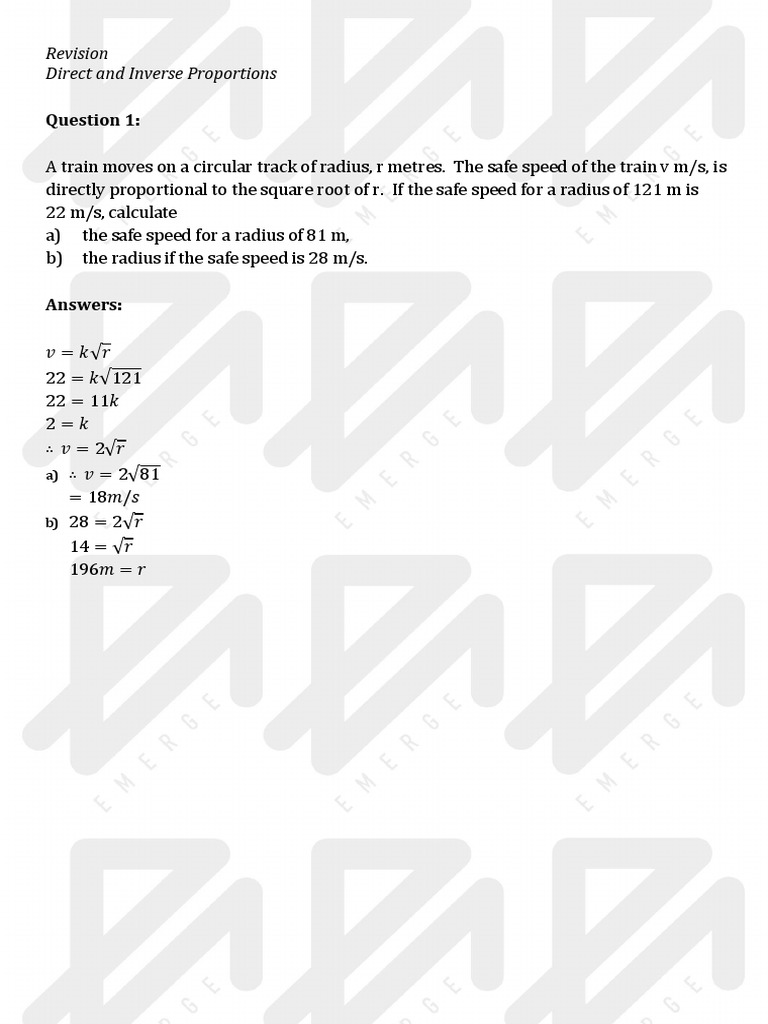 sol_01_direct_and_inverse_proportions | PDF | Volume | Speed
