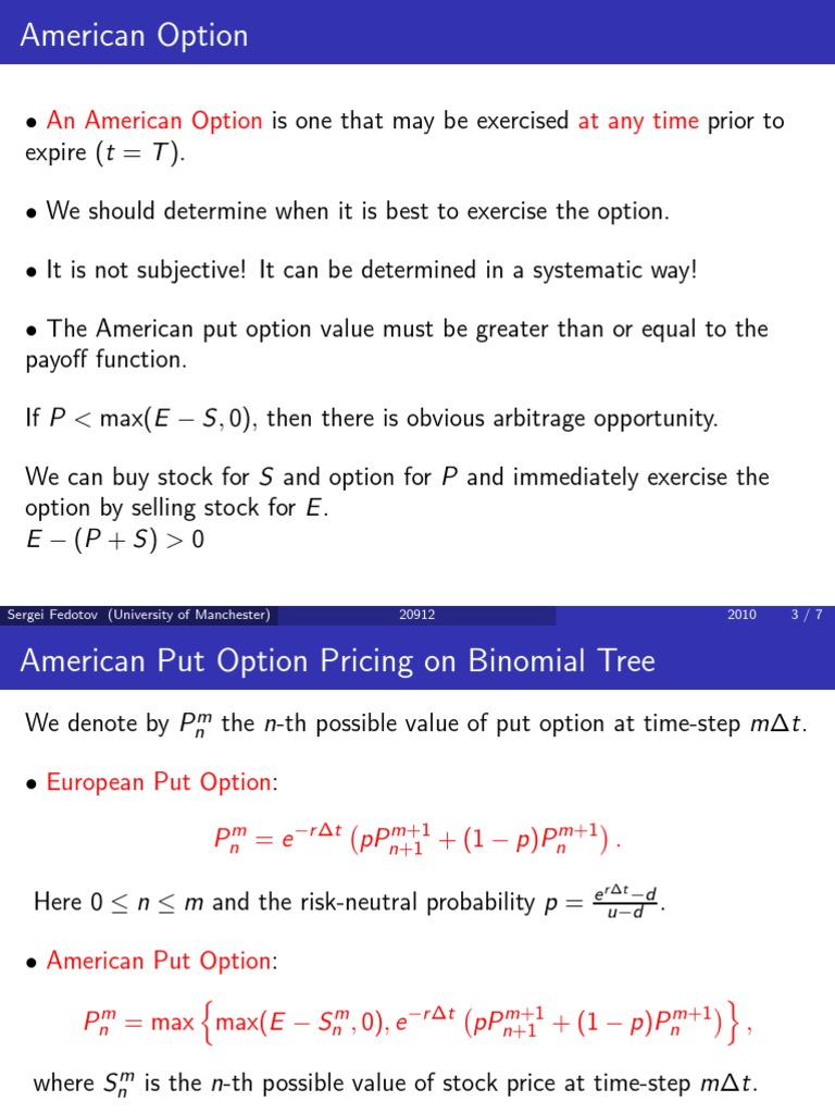 Referensi PPT American Option | PDF | Option (Finance) | Put Option