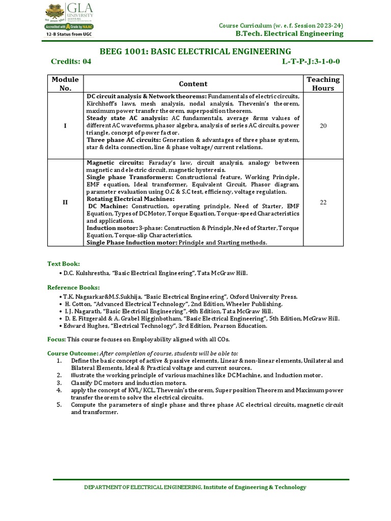 Electrical Syllabus Pdf