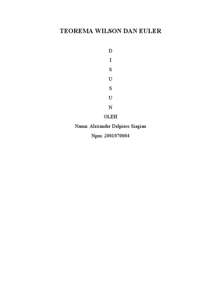 Teorema Wilson Dan Euler | PDF | Metode & Bahan Ajar