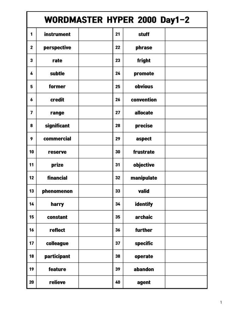 Wordmaster Hyper Test Random (1 6) | PDF
