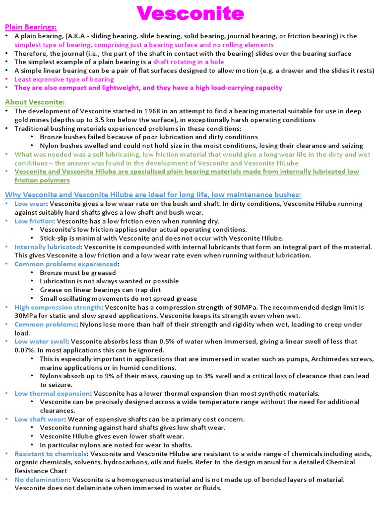 Vesconite Plain Bearings Guide | PDF