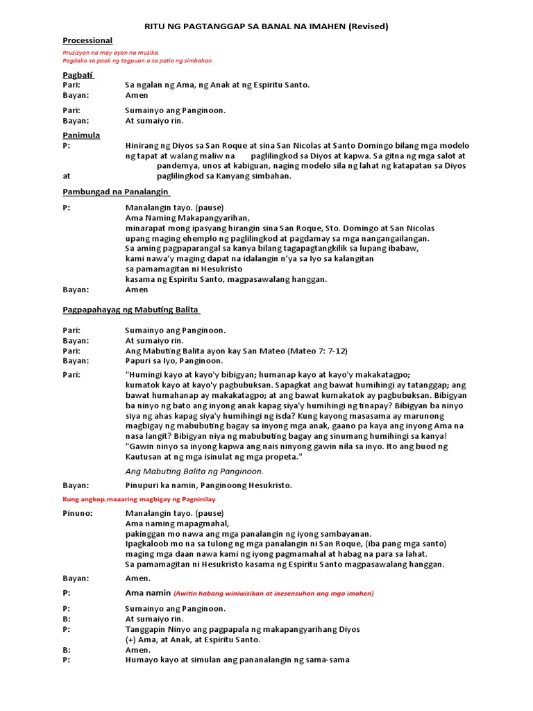 Ritu para Sa Pagtanggap NG Imahe (Sunduan) | PDF