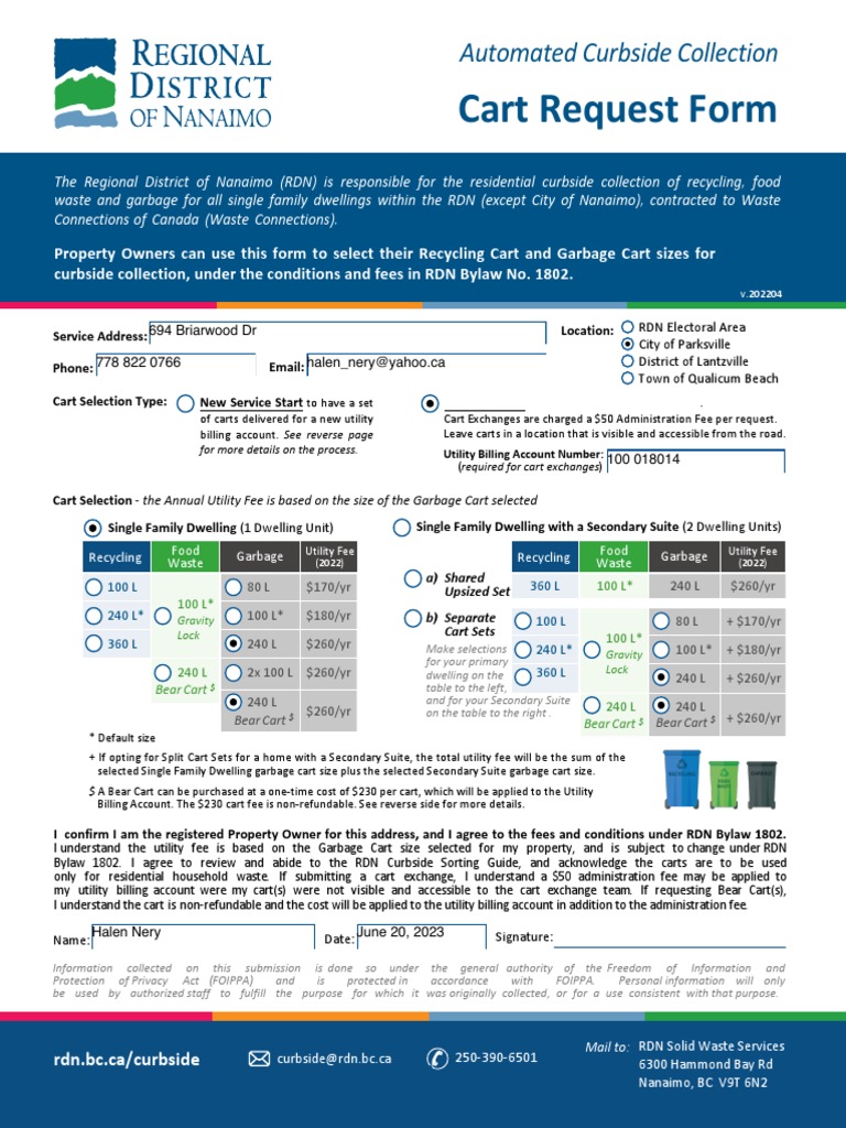 Curbside Service - Cart Request Form v202204 | PDF