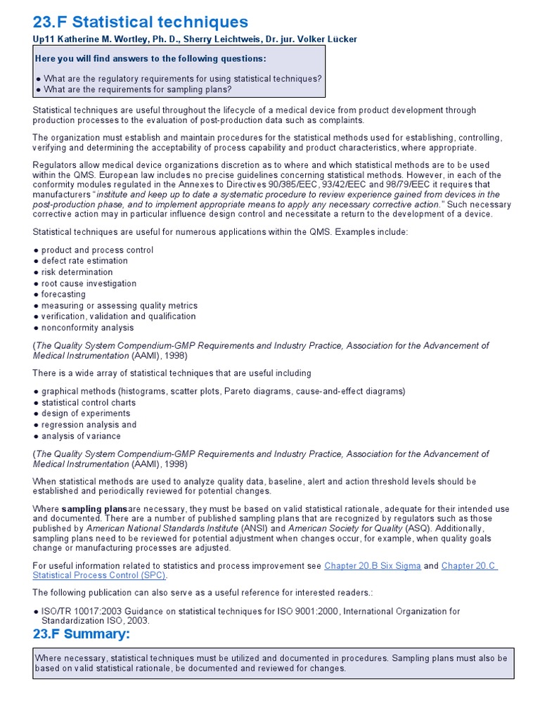23.F Statistical Techniques | PDF