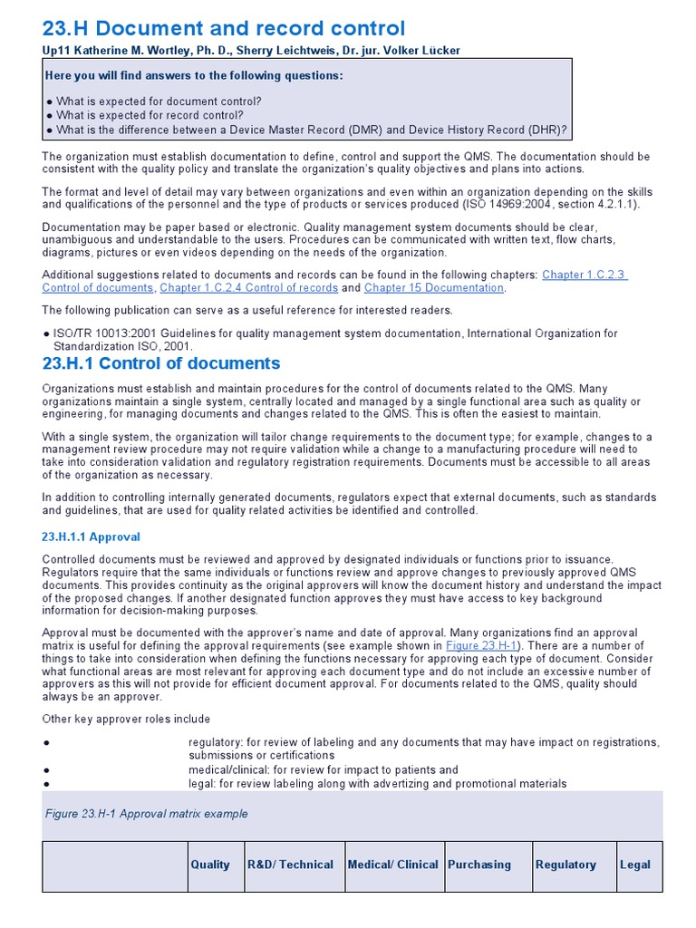 23.H Document and Record Control | PDF