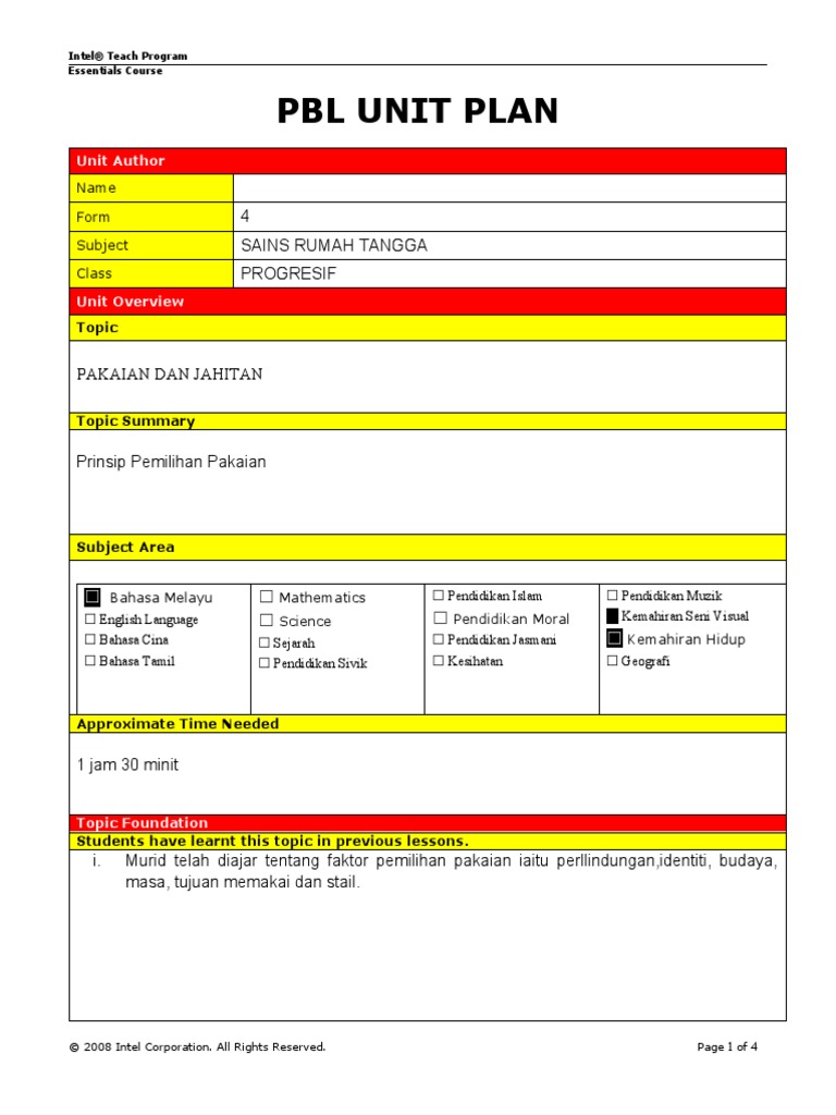 PBL Unit Plan Template | PDF