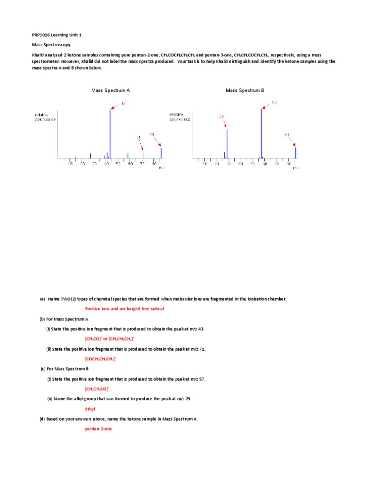 LU1 Mass Spectroscopy Exercise | PDF