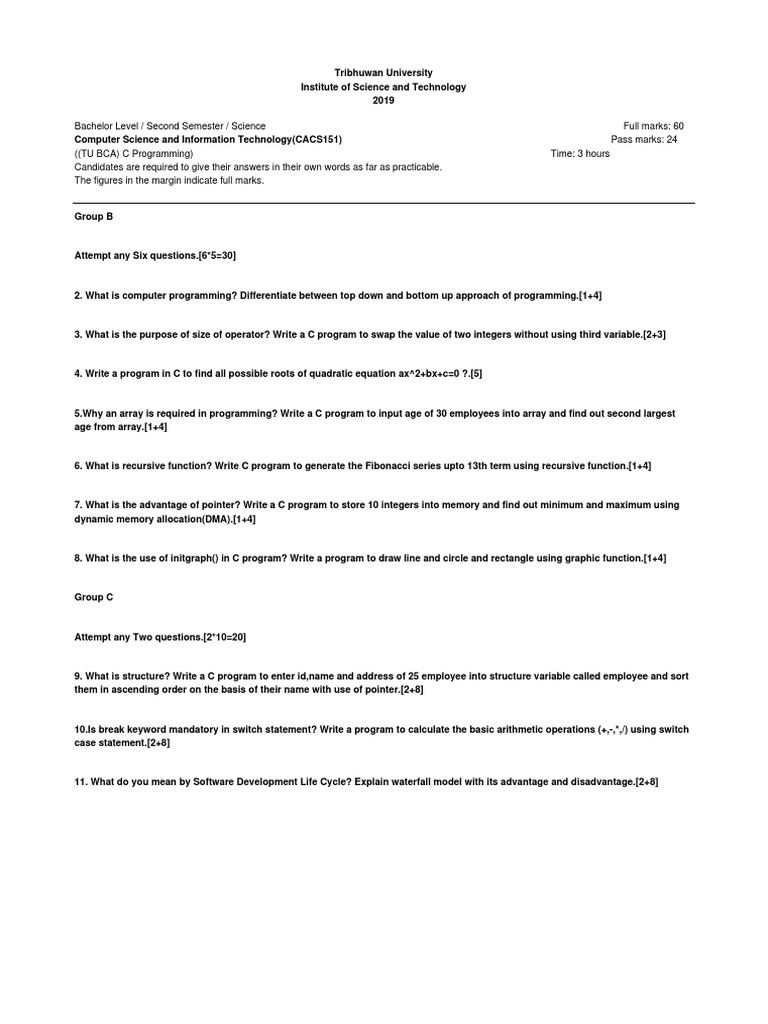 Cprogramming 2019 Questionpaper Pdf