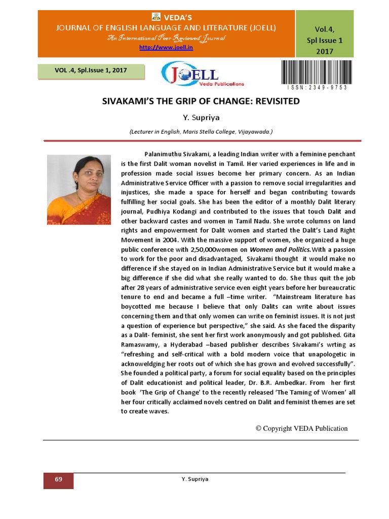 69 73 Sivakami's The Grip of Change | PDF | Dalit | Novels