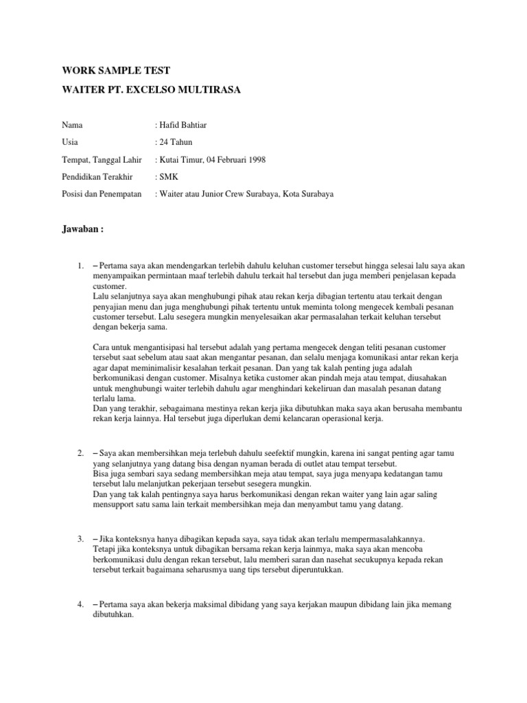 Work Sample Test Excelso | PDF