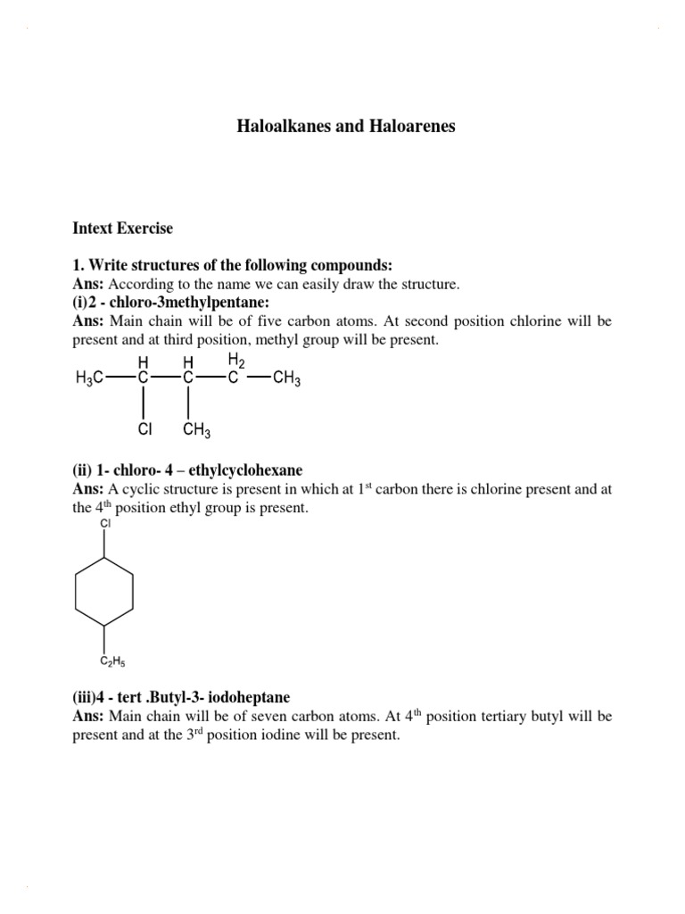 Haloalkanes and Haloarenes Structures | PDF
