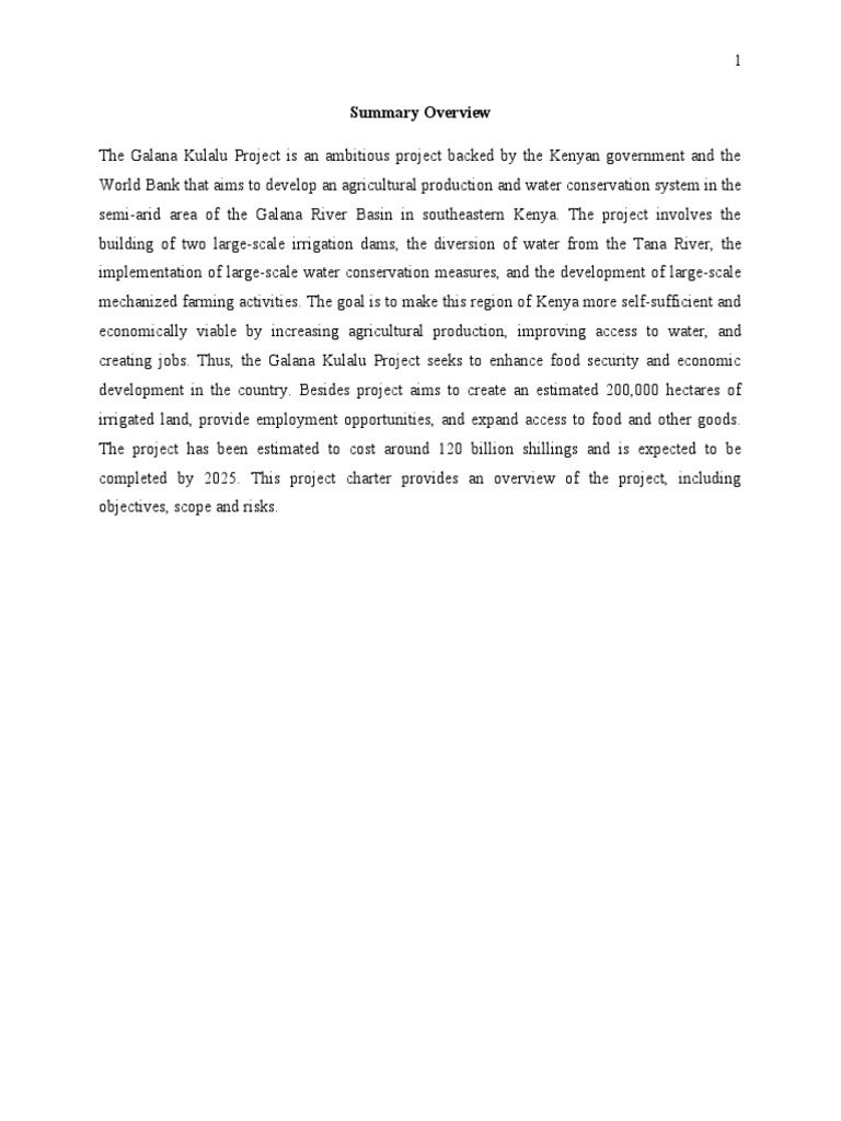 Galana Kulalu Irrigation Project Overview | PDF