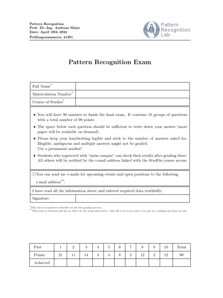 PR - Exam - WS21 - 22 Sol | PDF | Support Vector Machine | Principal ...