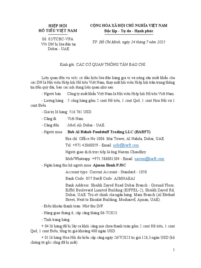 TCBC 02 Thong Cao Bao Chi DN Bi Lua Dao Tai Dubai 24 7 PDF