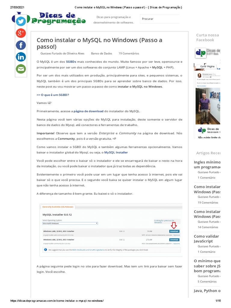 Como Instalar o MySQL No Windows (Passo A Passo!) - (Dicas de ...