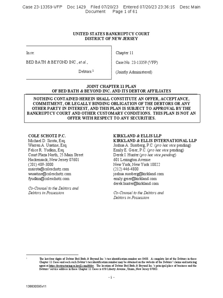 Co-Counsel To The Debtors and Debtors in Possession Co-Counsel To The ...