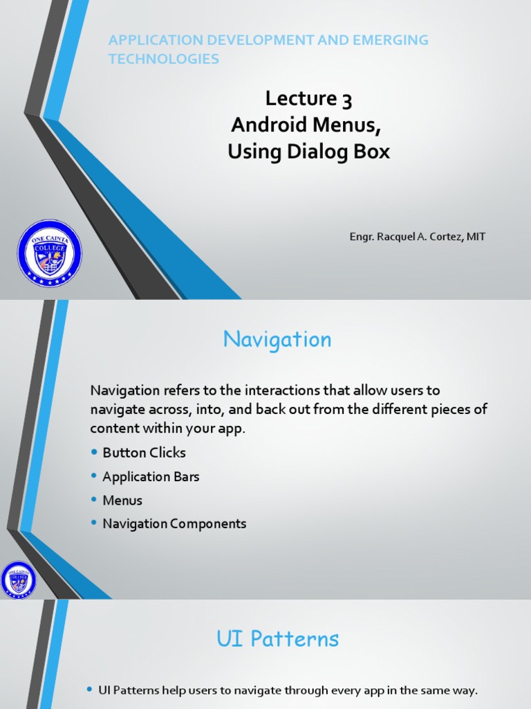 3 - Menus and Dialog Box | Download Free PDF | Menu (Computing) | Mobile App
