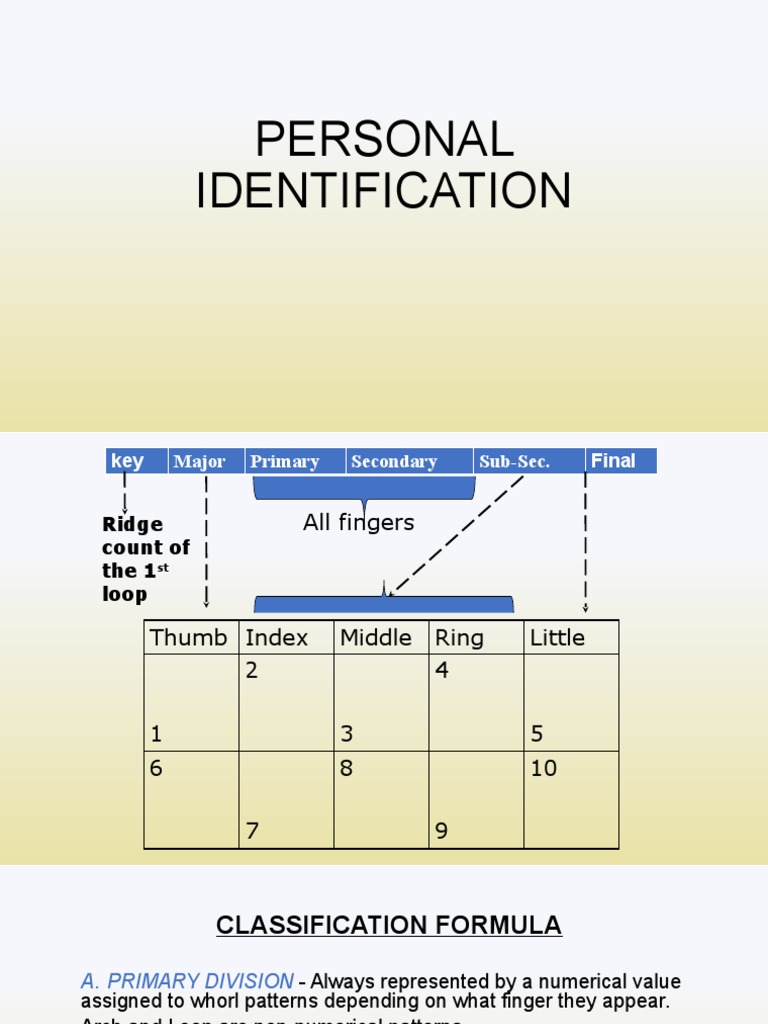 Fingerprint Classification Formula | PDF