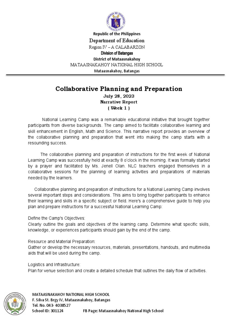 NLC-Collaborative-Planning and Preparation - Week 1 | PDF