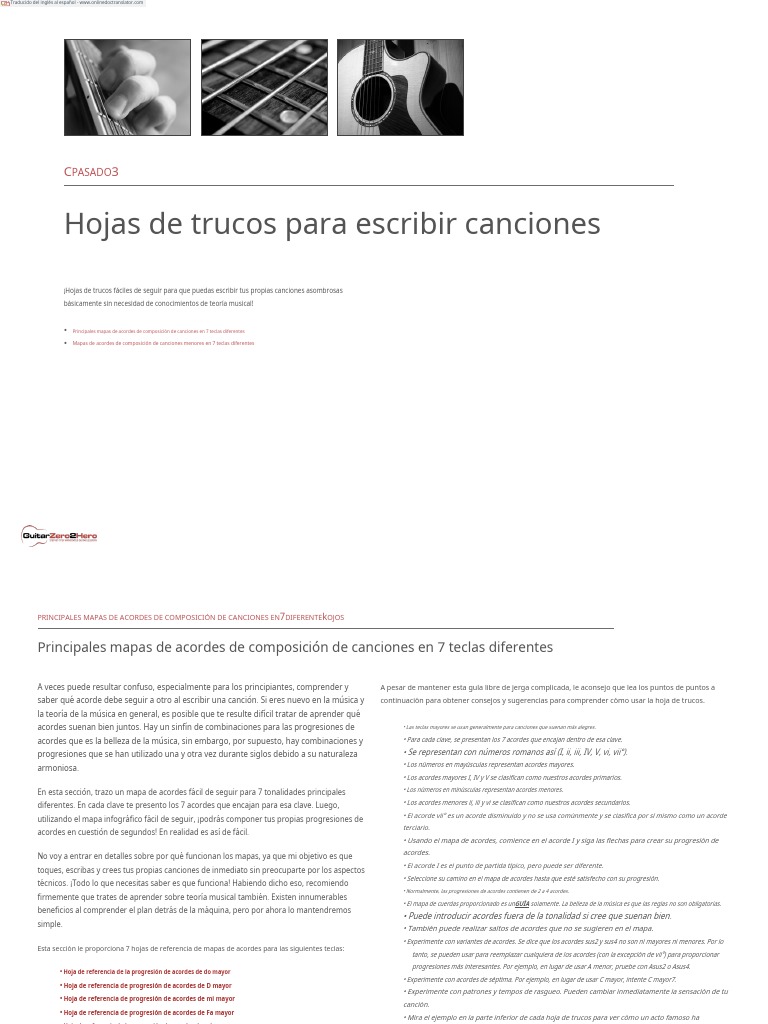 Guitar Chord Songwriting Cheat Sheet 2019 (22-42) .En - Es | PDF