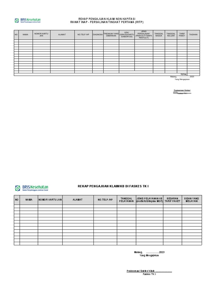 Rekap Klaim Faskes TK I | PDF