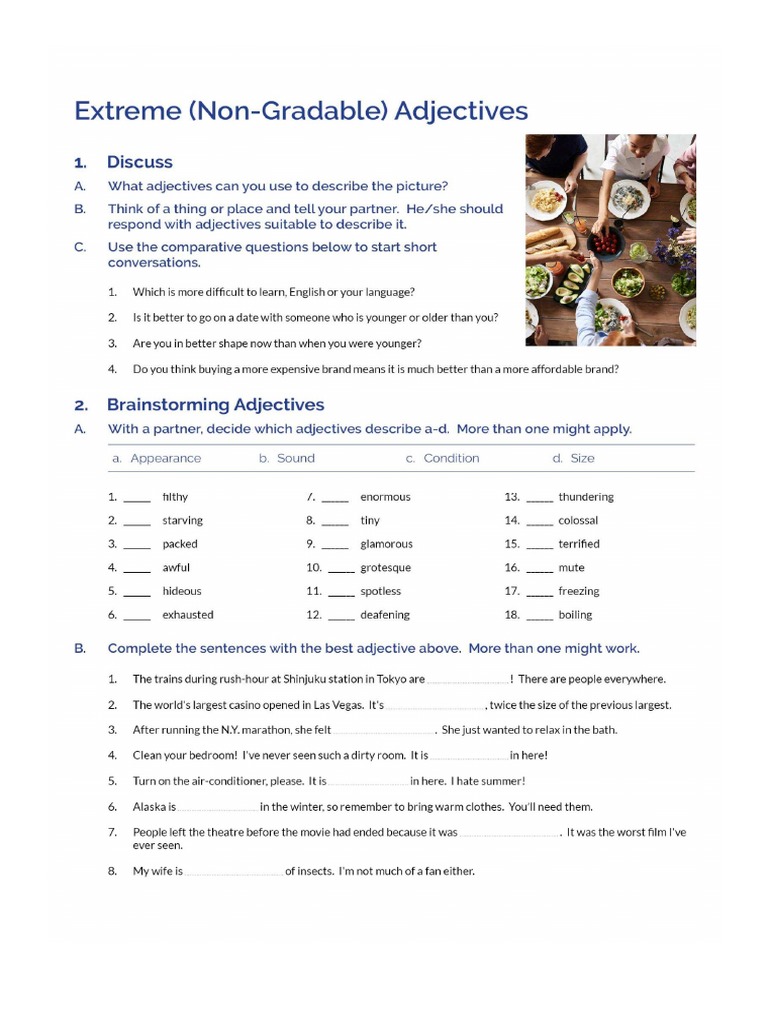 Extreme (Non-Gradable) Adjectives Worksheet | PDF
