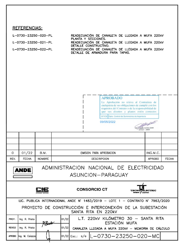 L-0730-23250-020-MC-Rev.00 Adecuación de Canaleta de Llegada A Mufa de ...
