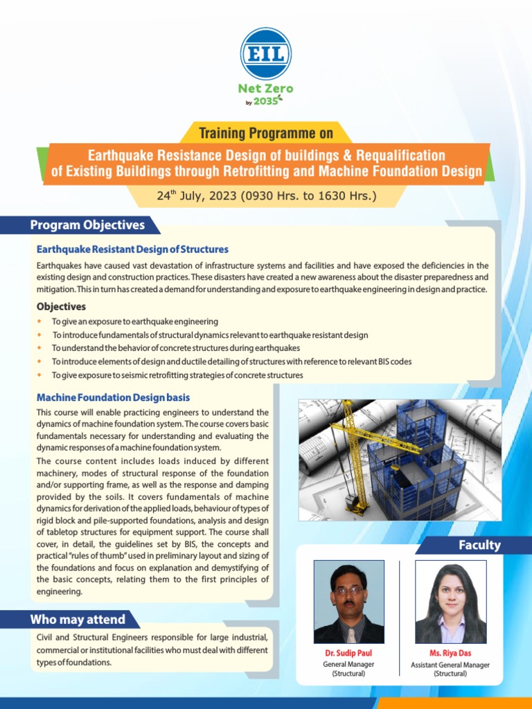Flyer Earthquake Resistance & Machine Foundation Design Basis | PDF ...
