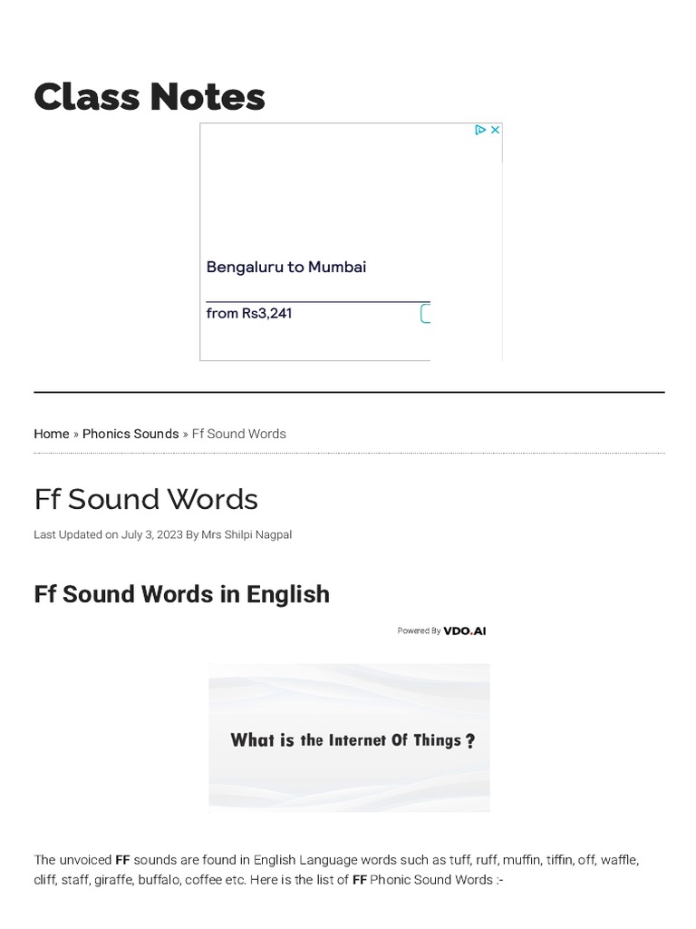 FF Sound Words - Phonics Sounds | PDF