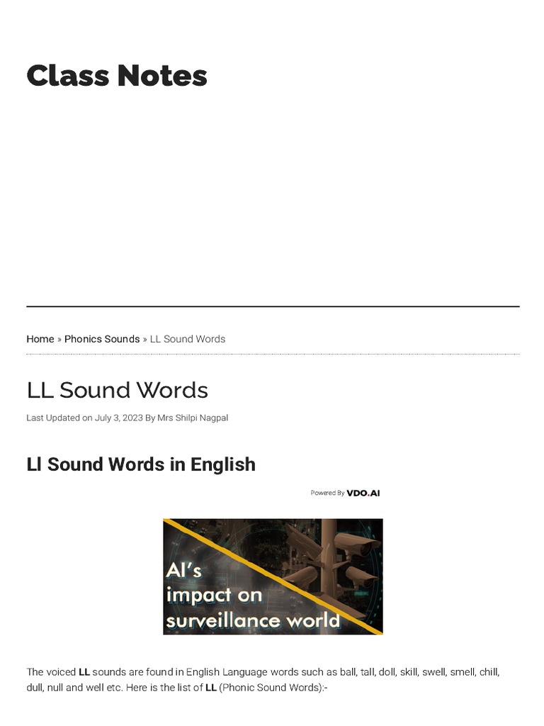 LL Sound Words - Phonics Sounds | PDF