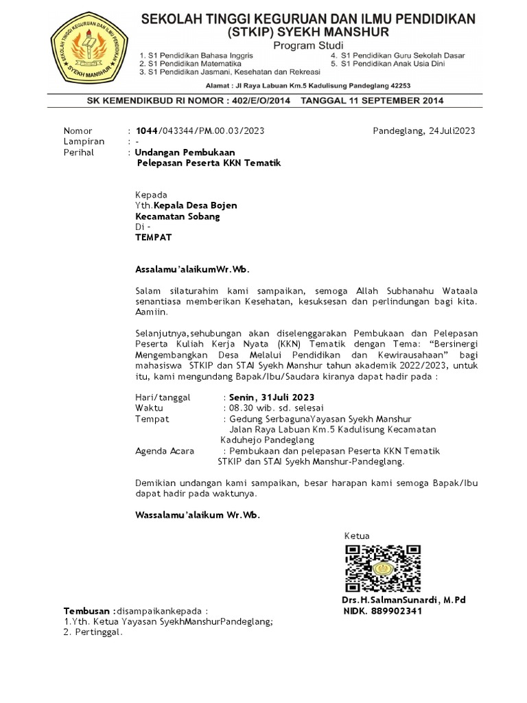 Undangan Pelepasan KKN Untuk Kades Bojen | PDF Undangan Pelepasan KKN Untuk Kades Bojen | PDF