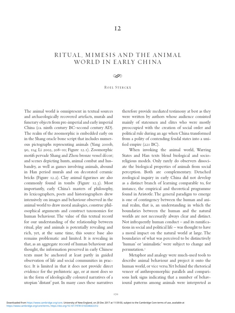 Ritual Mimesis and The Animal World in Early China | PDF | Social Science