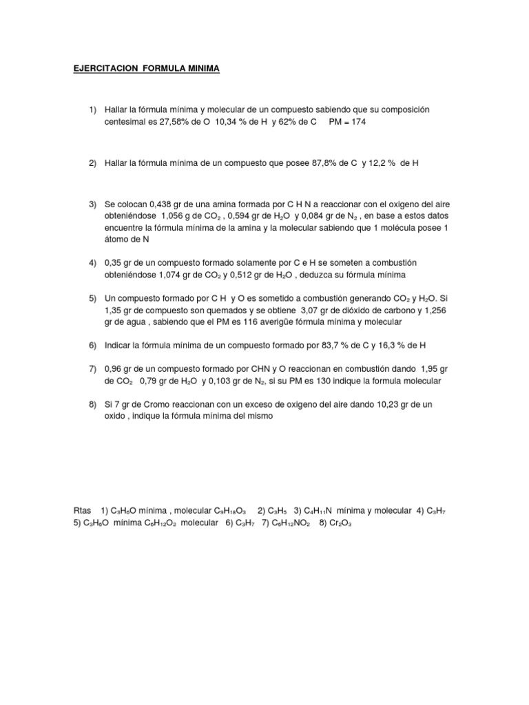 Ejercicios de Formula Minima | PDF