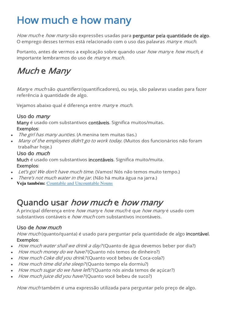 How Much e How Many | PDF