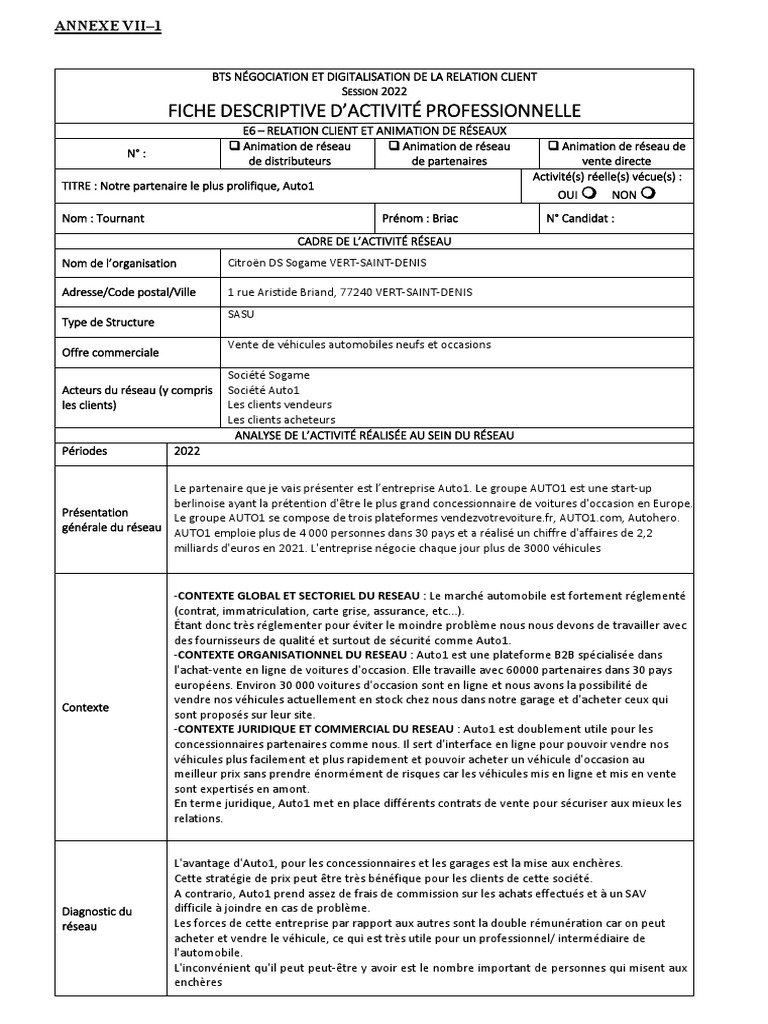 Fiche E6 Partenaire | PDF