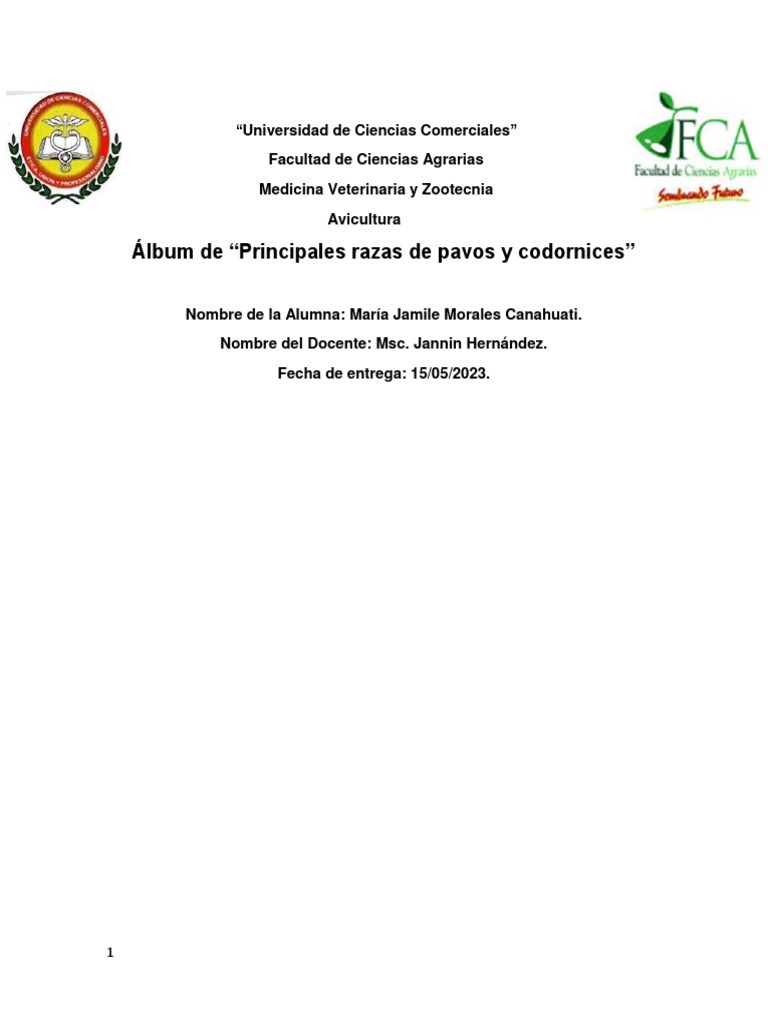 Album de Pavos y Codornices Maria Jamile Morales | PDF | Aves | Ornitología