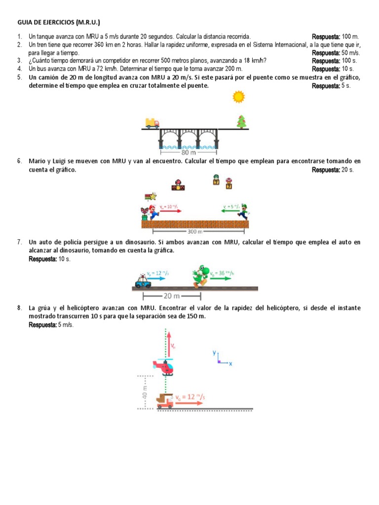 Problemas de MRU Resueltos y Explicados | PDF | Ciencia y matemáticas